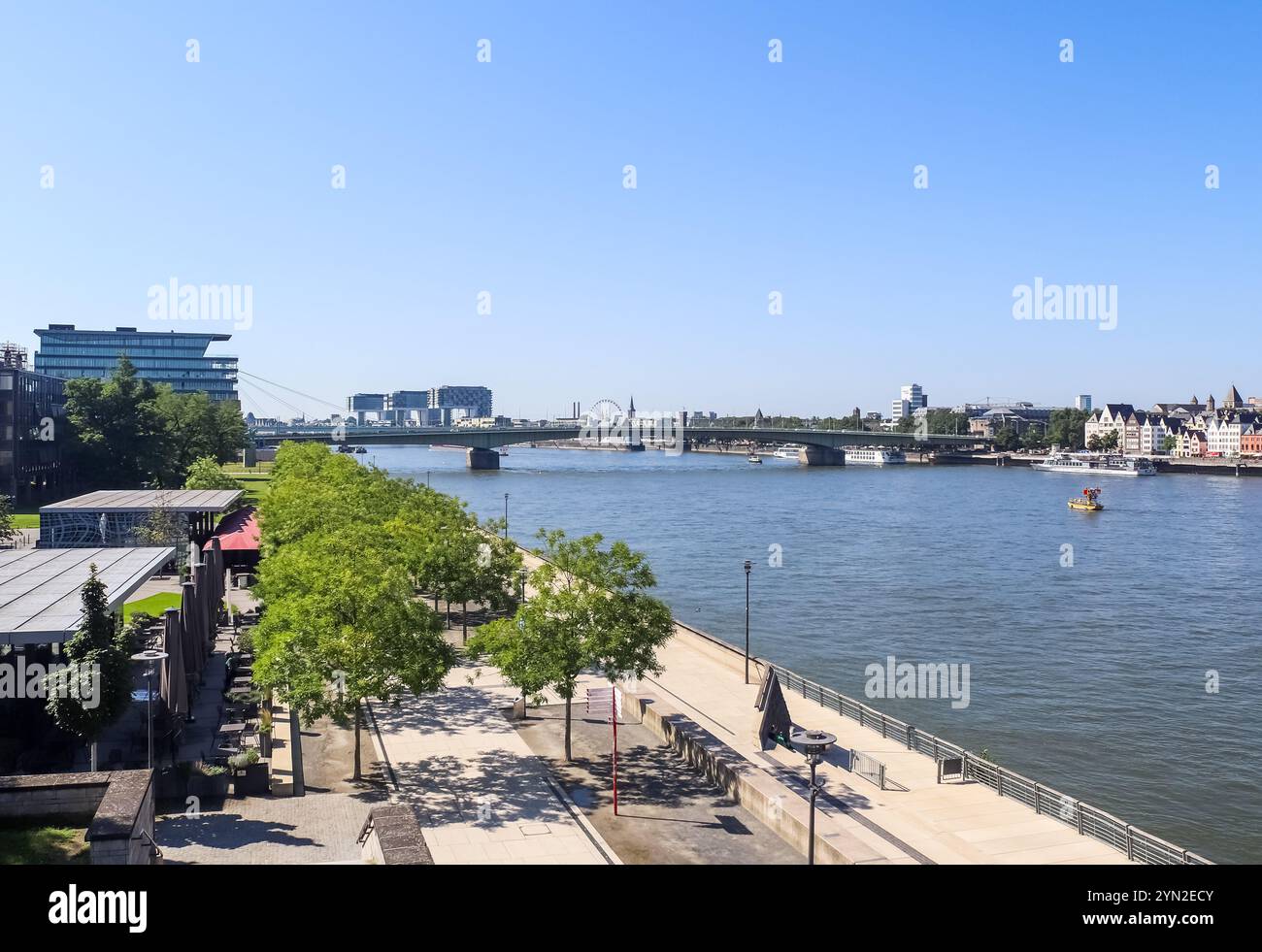 View over the Rhine in Cologne in Germany in fine weather with the ...