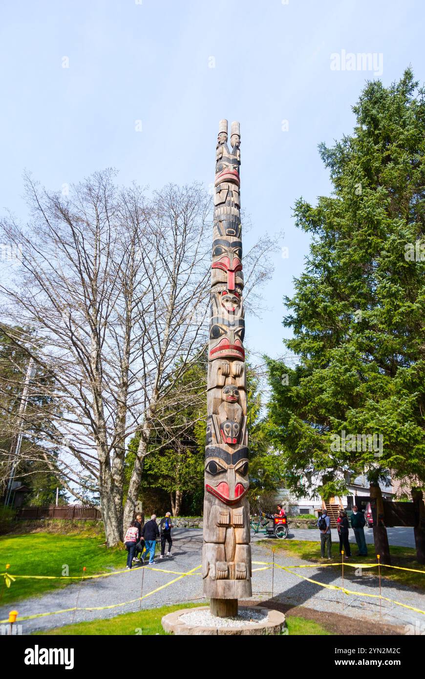 Authentic Tlingit totem pole on display in the Sitka National ...