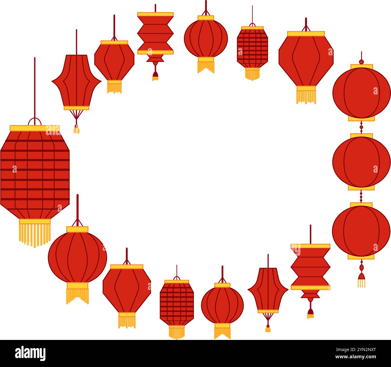 red lantern CNY background oval frame. vector graphic template for your ...