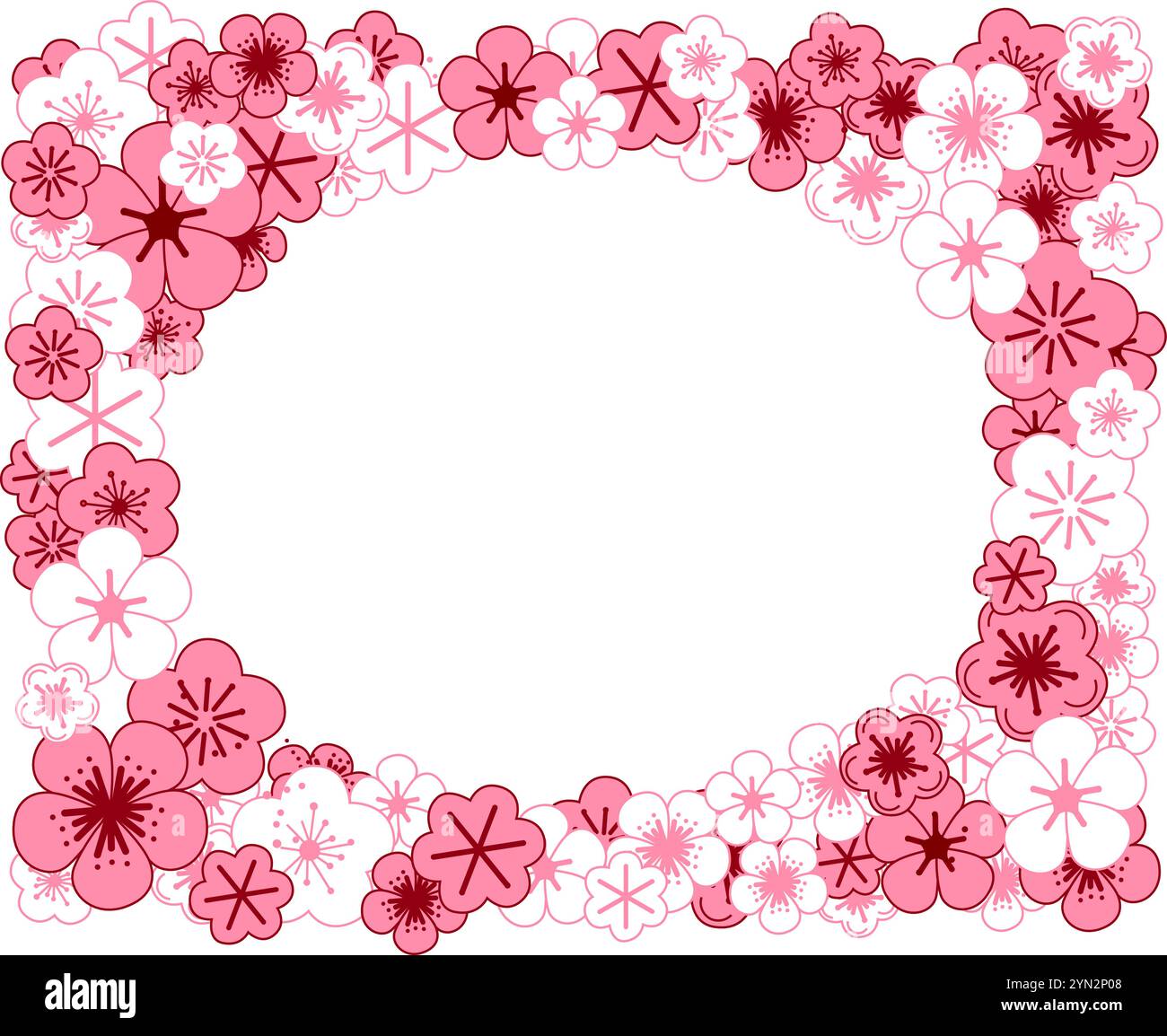Graphic vector cherry blossom sakura oval frame in rectangle design ...