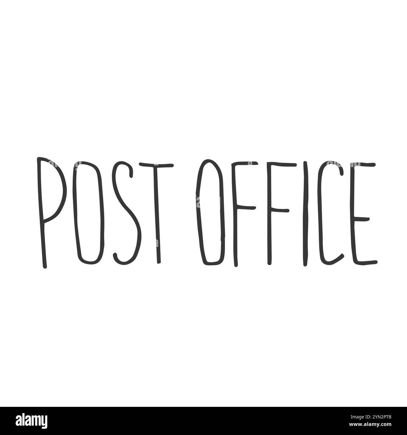 Doodle Post Office simple lettering words in vector isolated on white ...