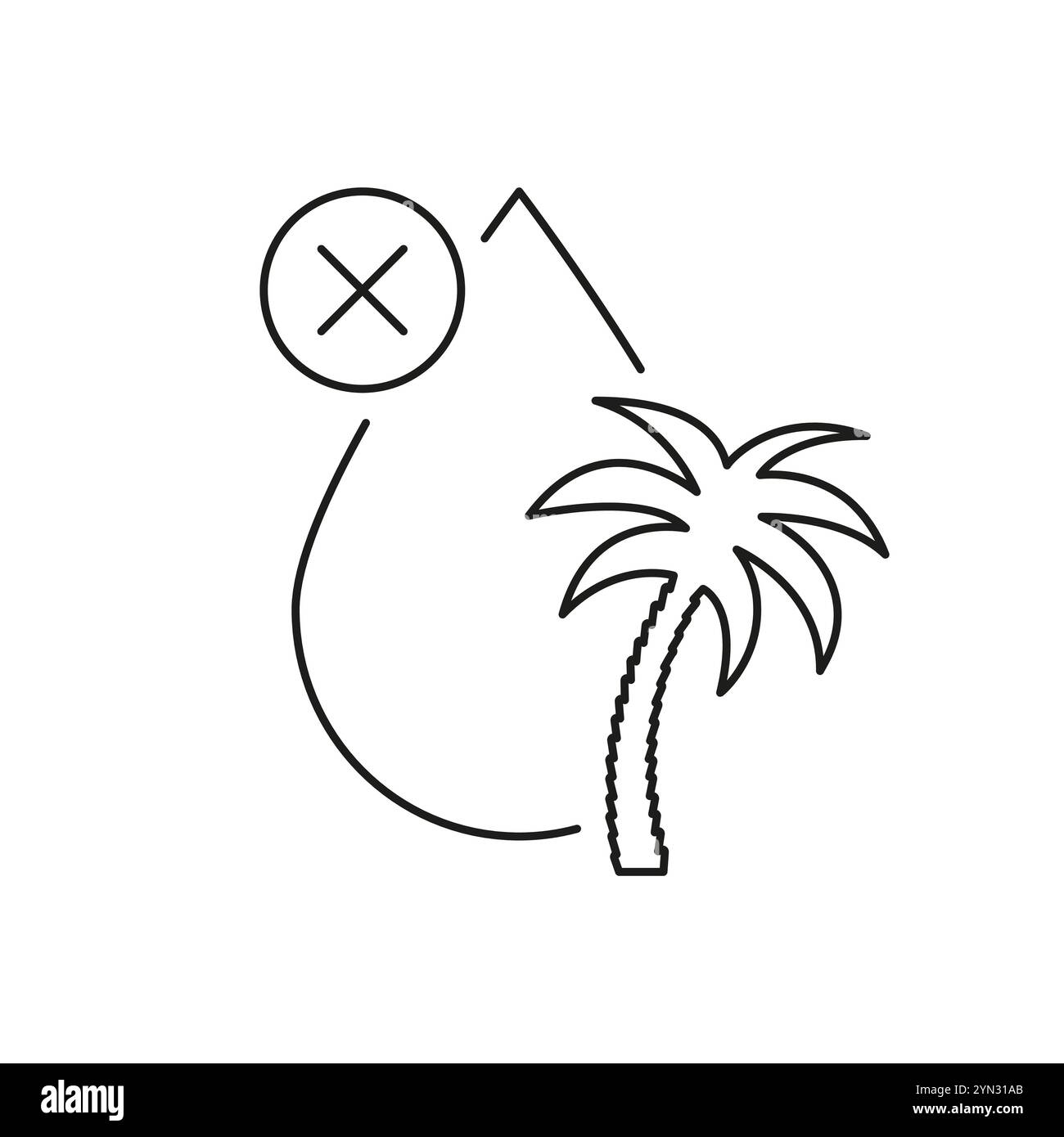 Palm Oil Ban Line Icon With Prohibition Symbol. Environmental Awareness ...