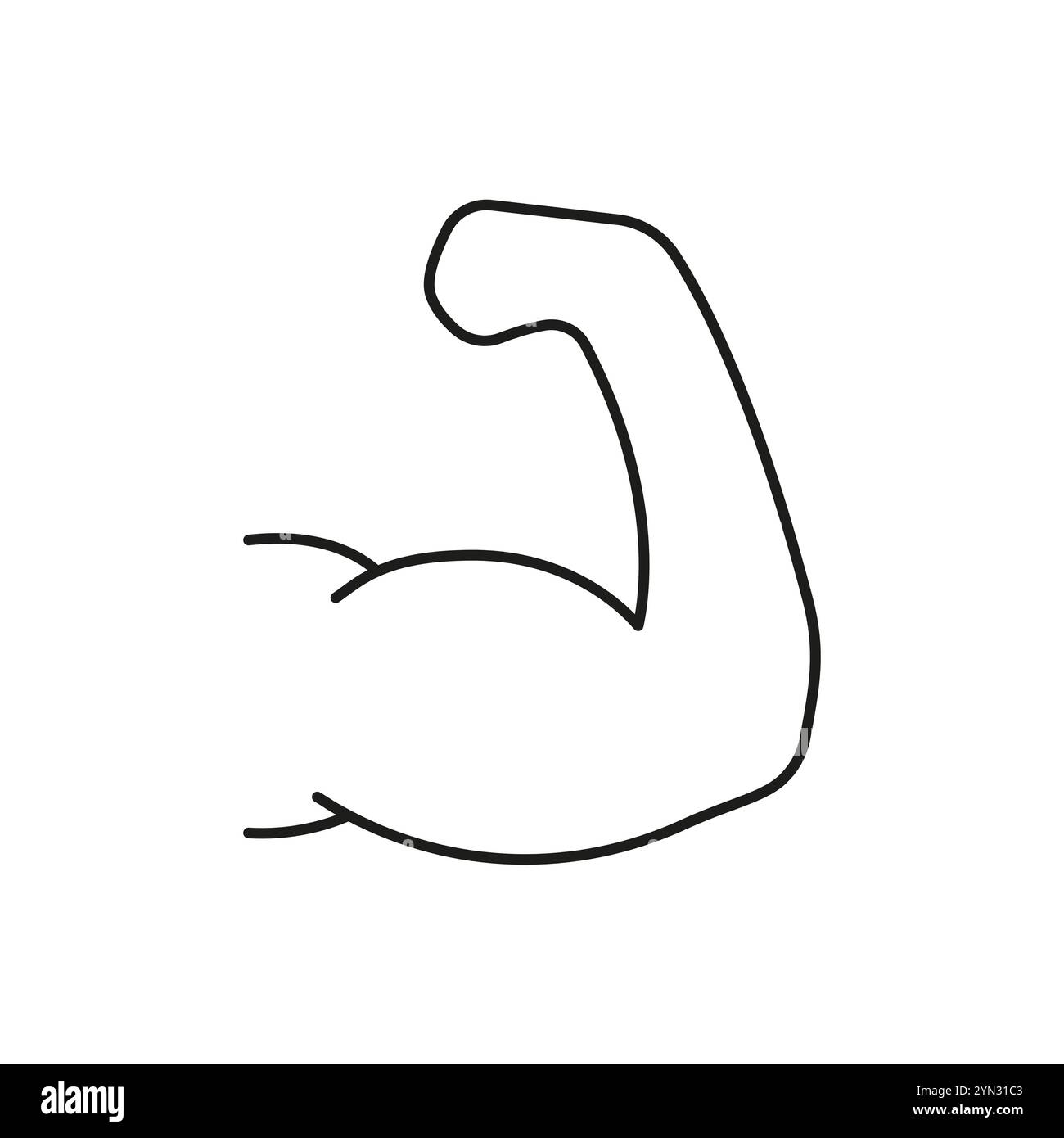 Flexed Arm Line Icon Symbolizing Strength Training And Muscle ...