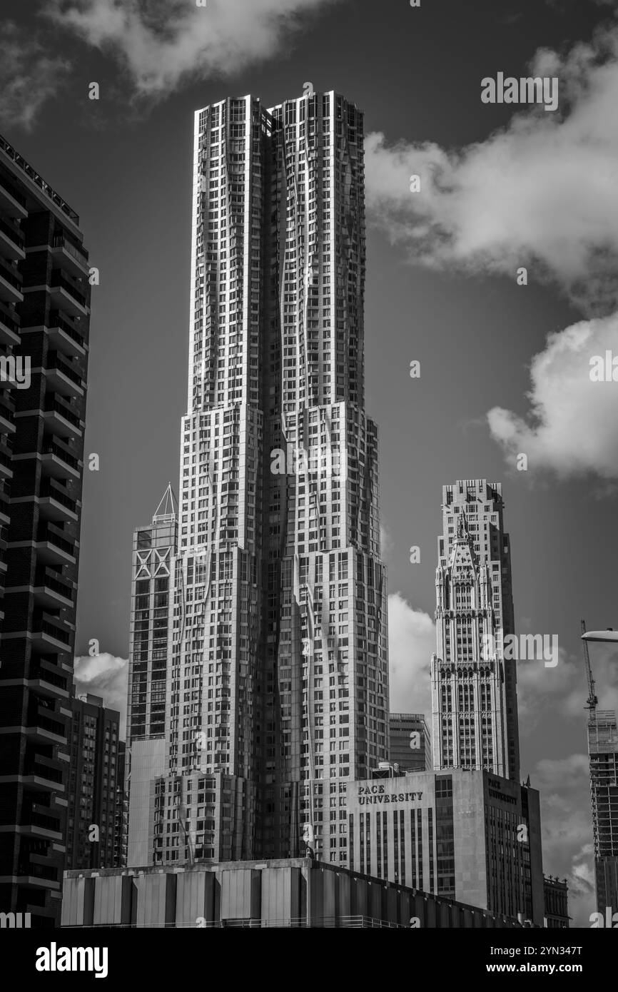 New York, USA: Lower Manhattan 8 Spruce Street, Woolworth buildings and ...