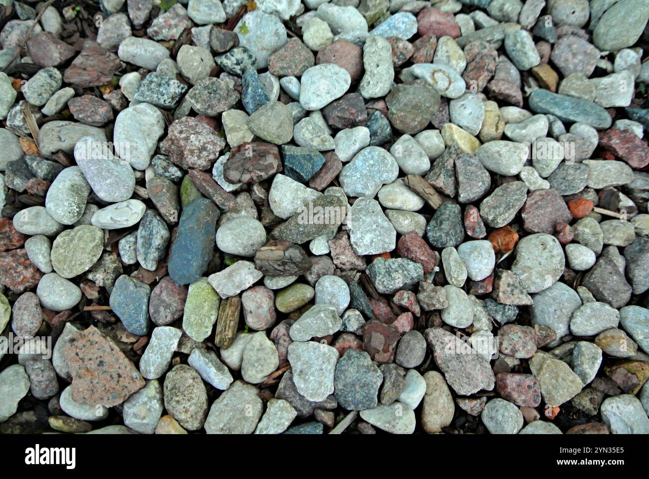 Varied collection of small gravel rocks on natural ground surface Stock ...