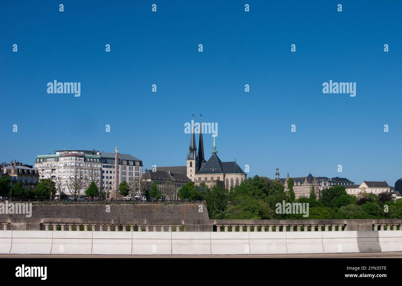 View of Notre Dame Cathedral, Luxembourg (Cathédrale Notre-Dame, Kathedral Notre-Dame) from Pont ...
