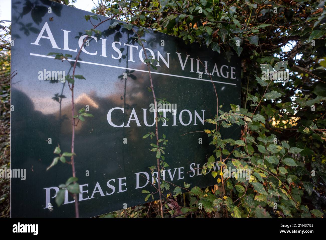 Alciston, November 22nd 2024: The village sign Stock Photo - Alamy