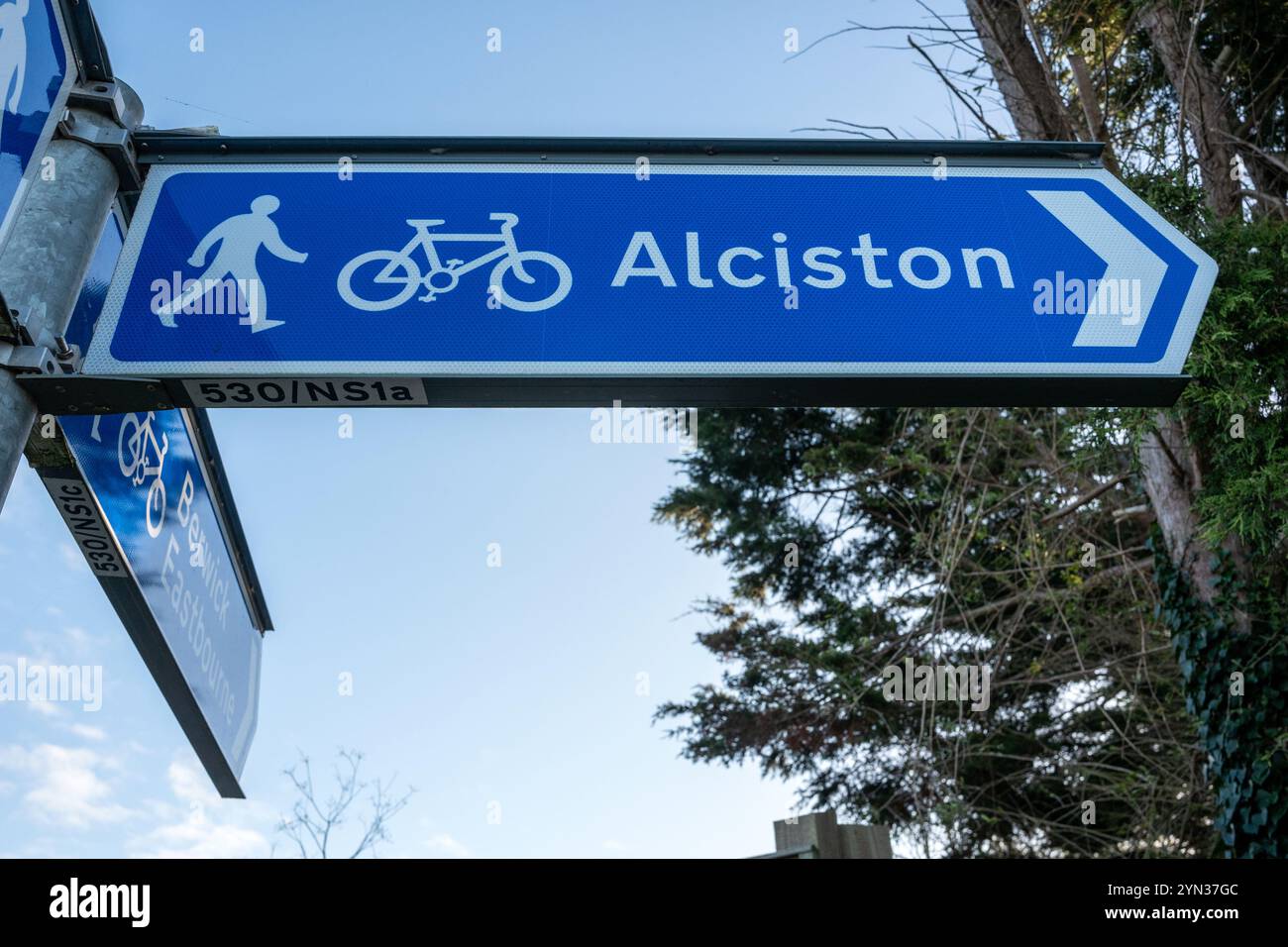 Alciston, November 22nd 2024: Alciston walking and cycling signage ...