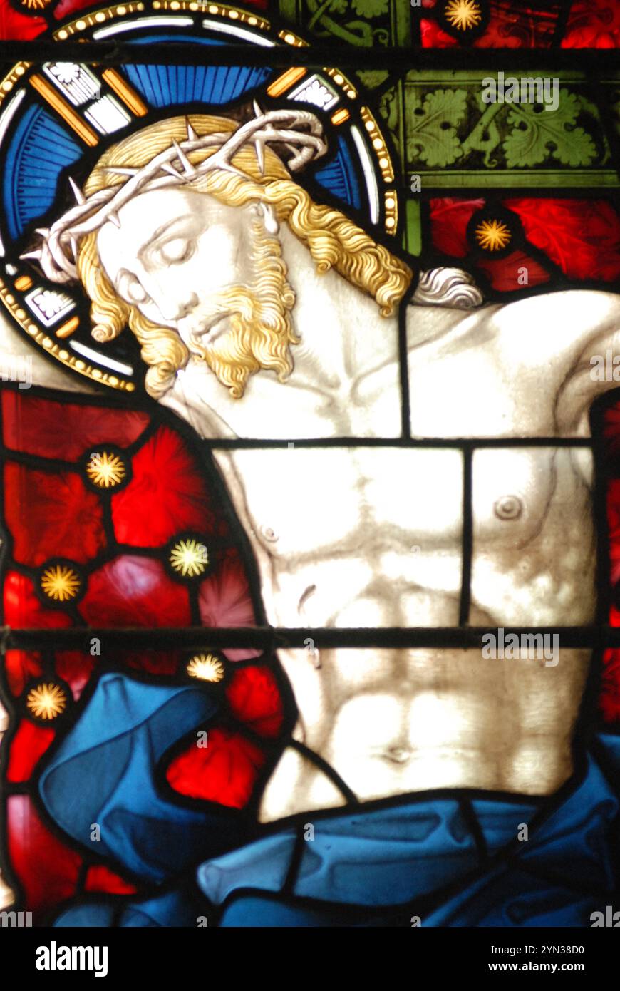 Christian Jesus with Crown of Thorns Stained Glass Window full frame ...