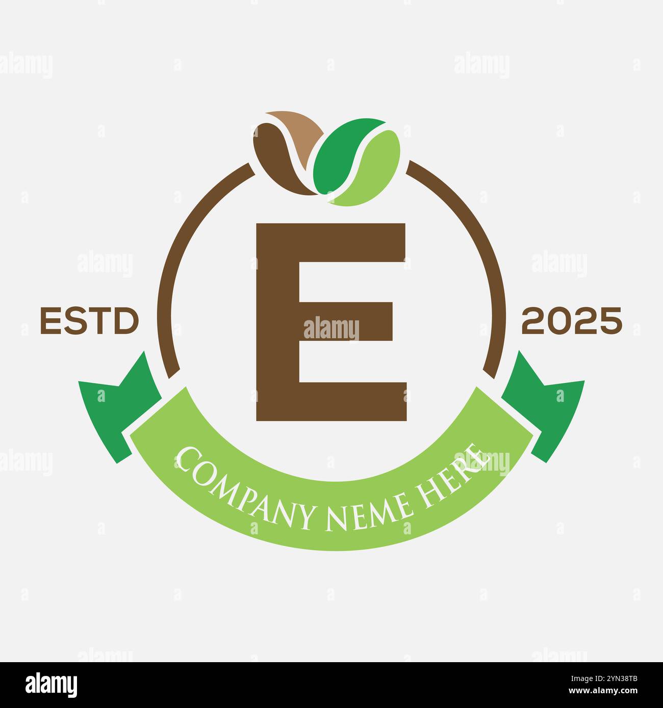 Letter E Coffee Logo Design, Coffee Shop Logo. Coffee Beans Symbol ...