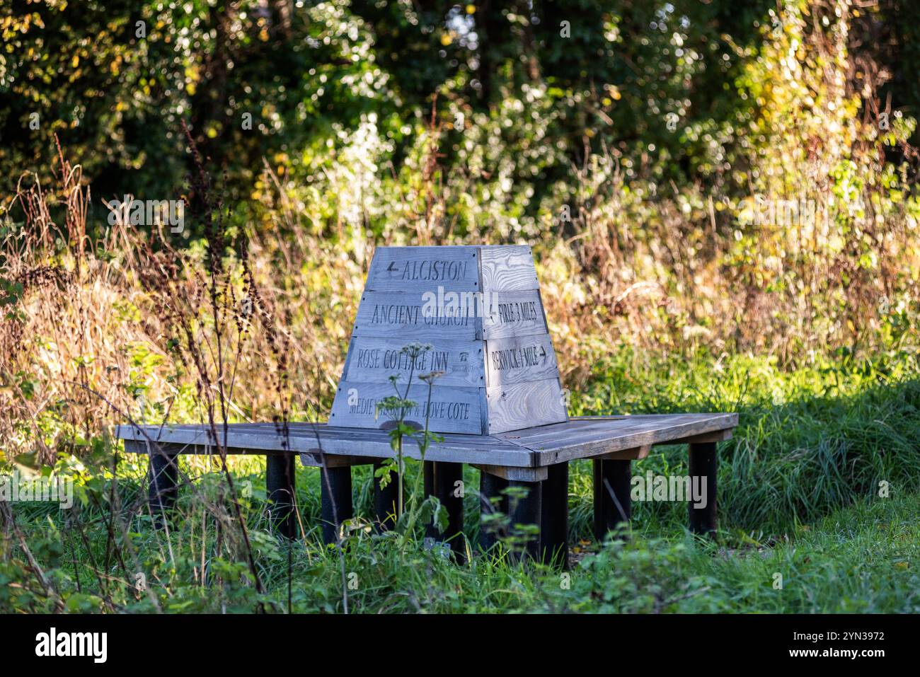 Alciston, November 22nd 2024: Unusual village bench Stock Photo - Alamy