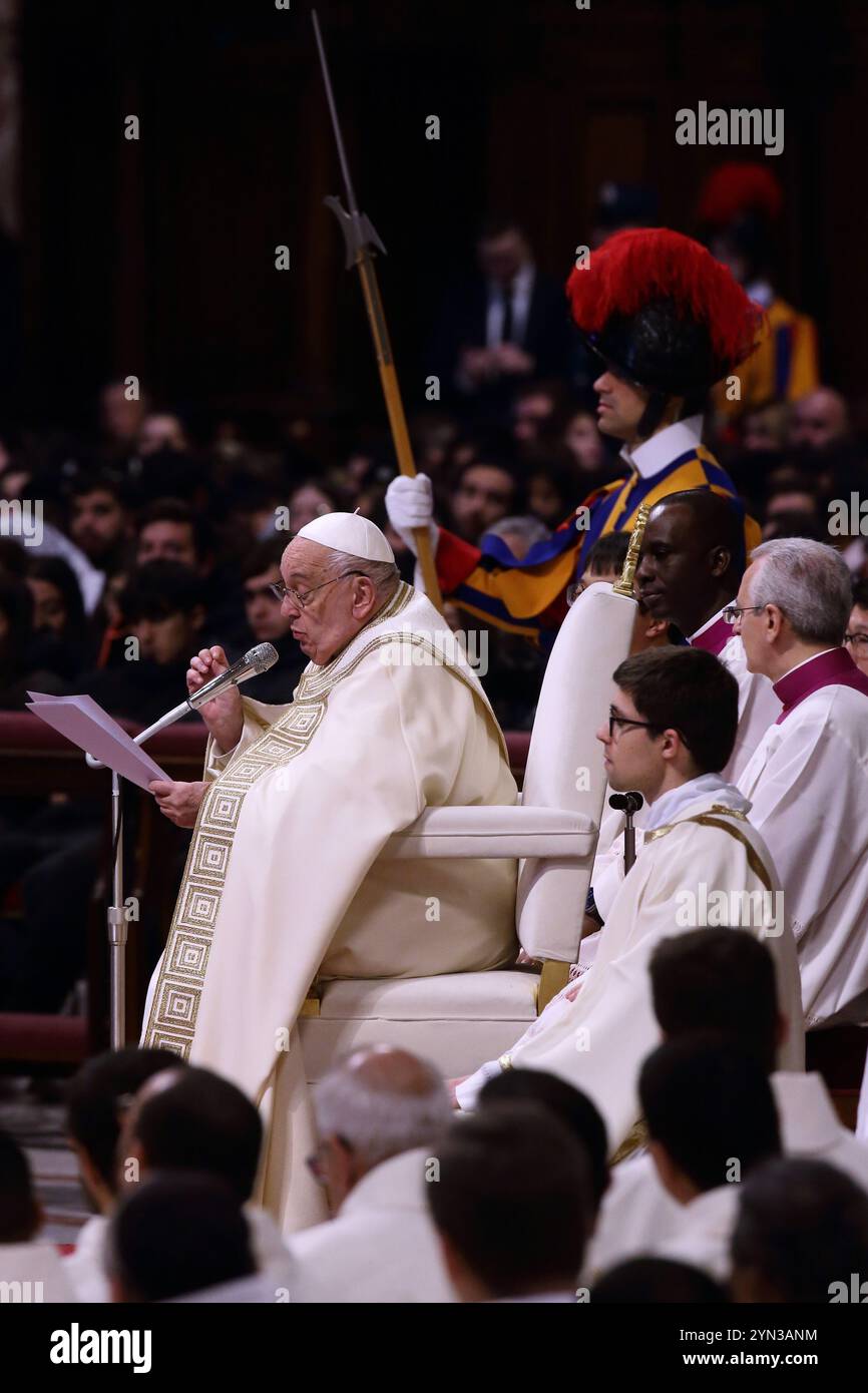 November 24, 2024 - Vatican City. POPE FRANCIS presides the Holy Mass ...