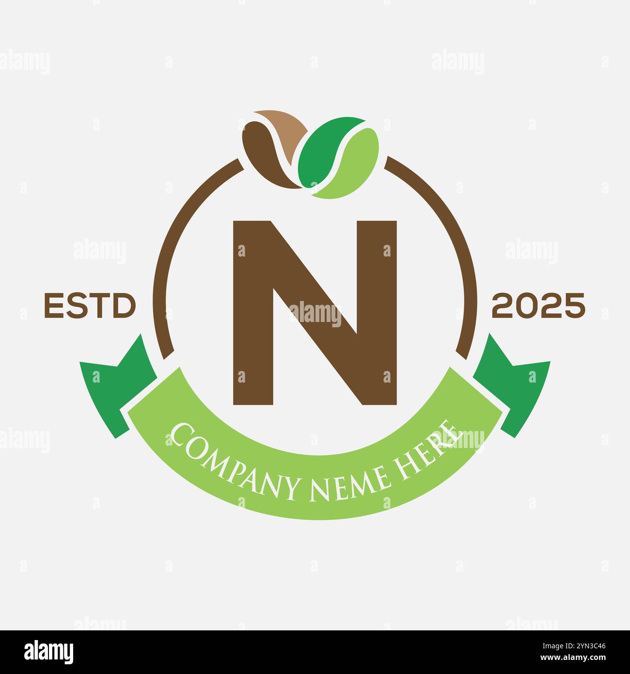 Letter N Coffee Logo Design, Coffee Shop Logo. Coffee Beans Symbol ...