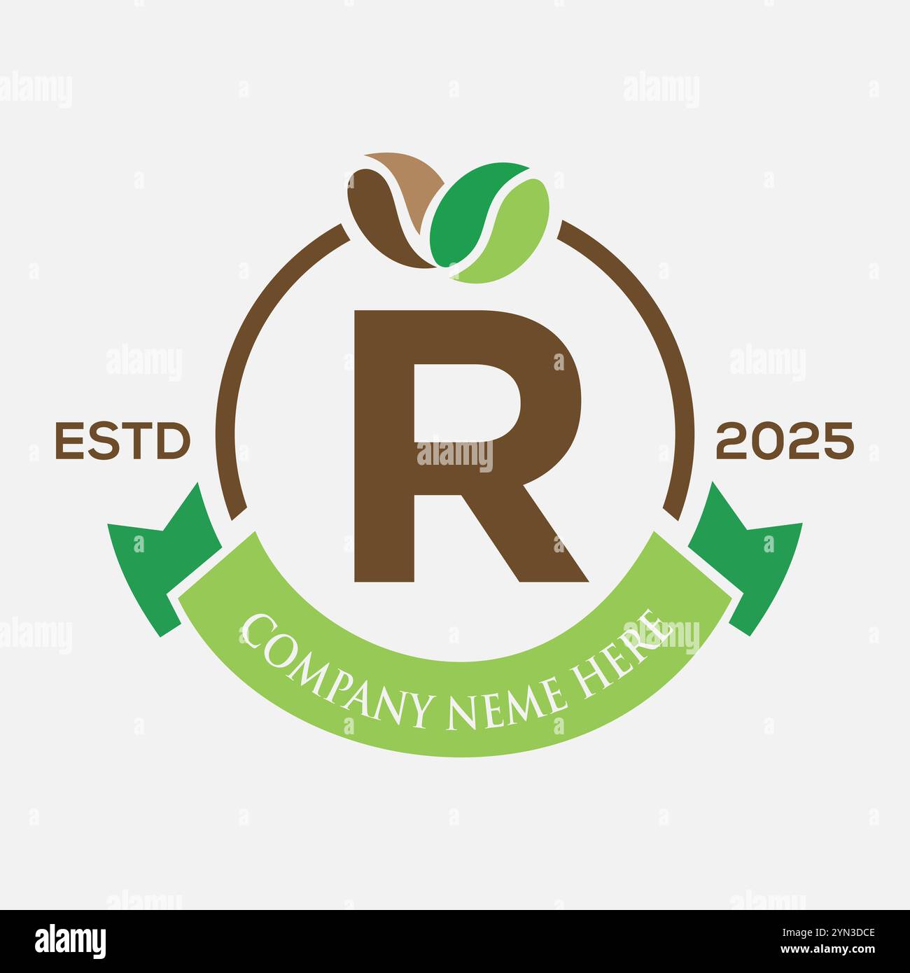 Letter R Coffee Logo Design, Coffee Shop Logo. Coffee Beans Symbol ...