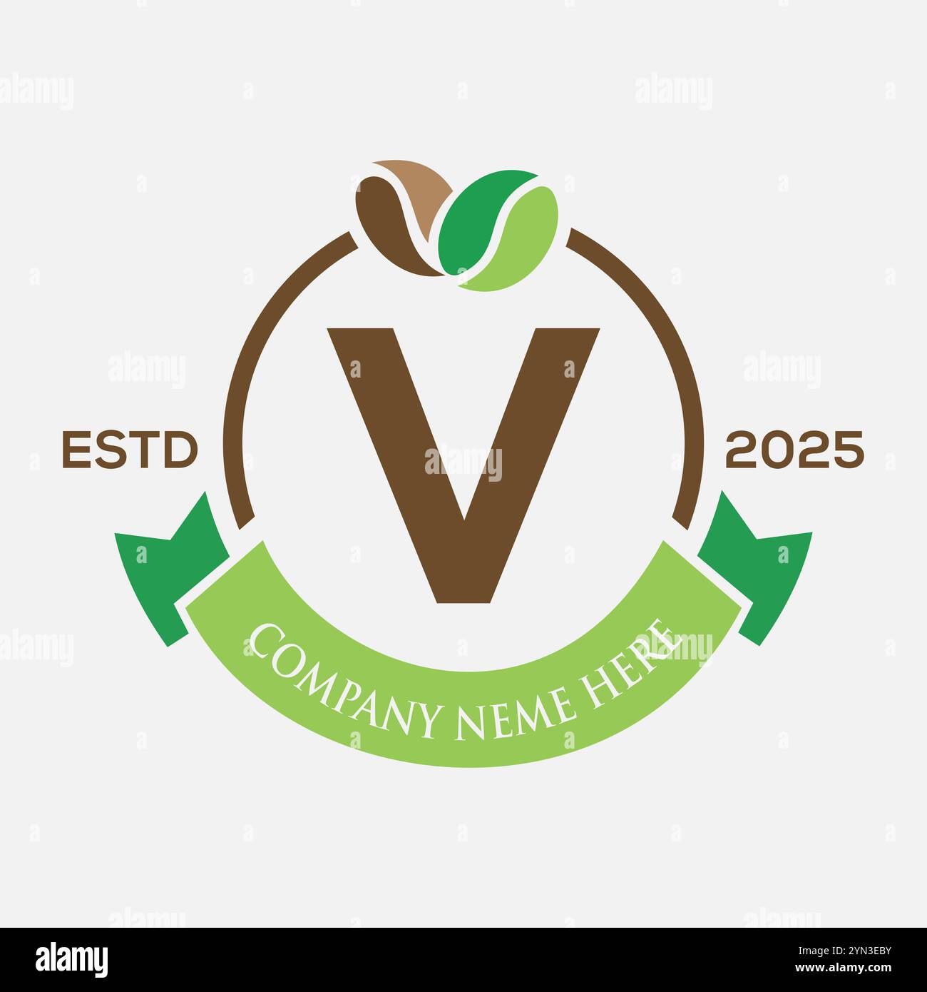 Letter V Coffee Logo Design, Coffee Shop Logo. Coffee Beans Symbol ...