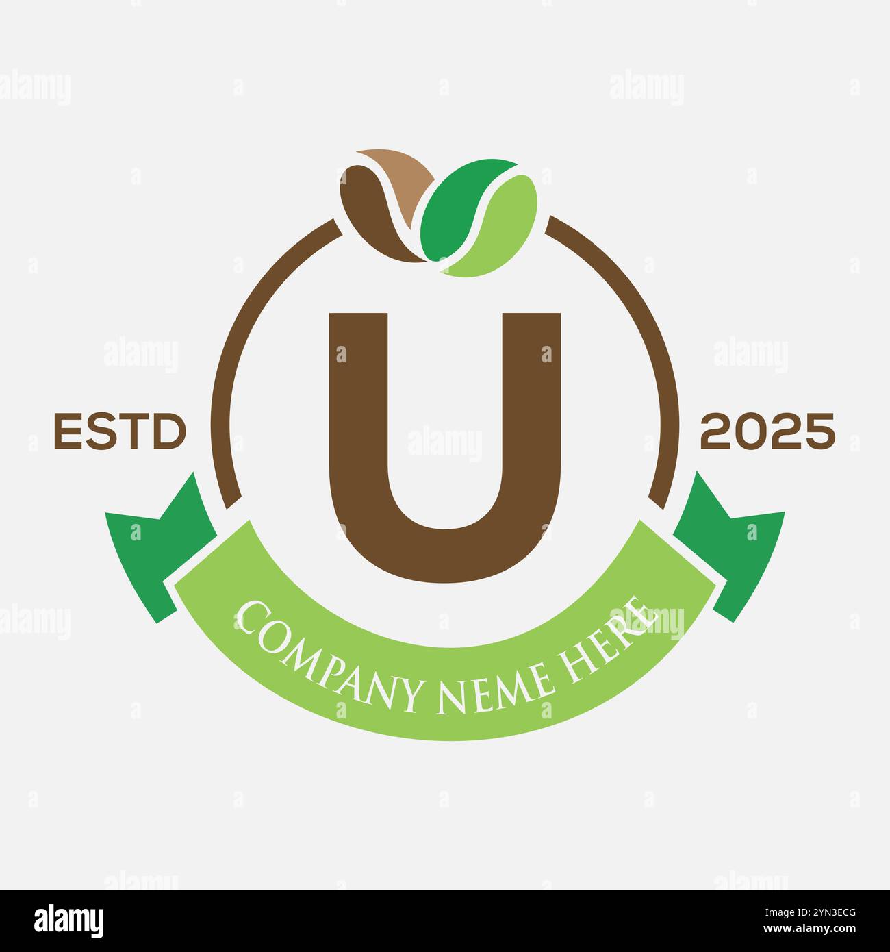 Letter U Coffee Logo Design, Coffee Shop Logo. Coffee Beans Symbol ...