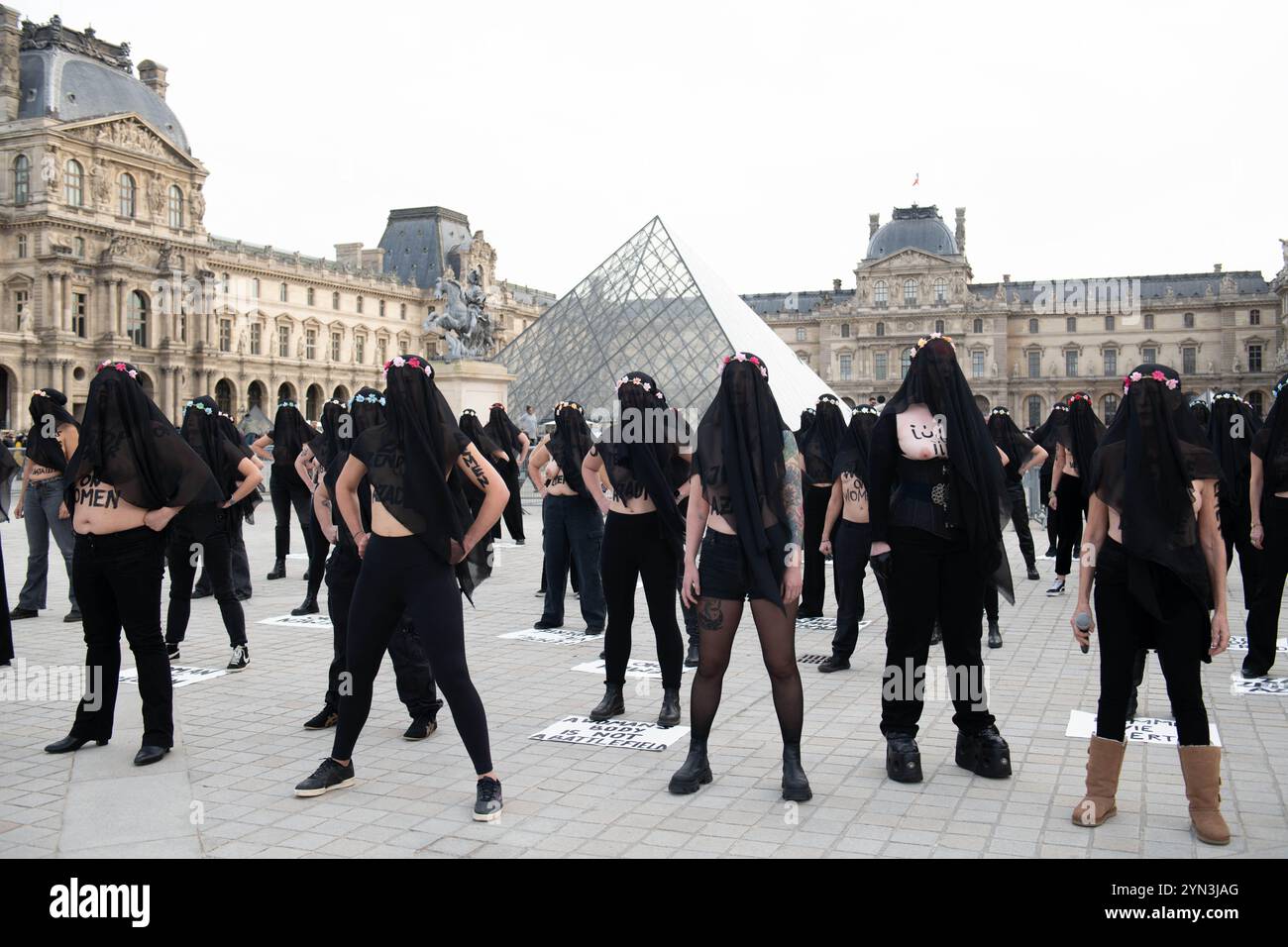 Paris, France. 24th Nov, 2024. FEMENS rally to protest violence against ...