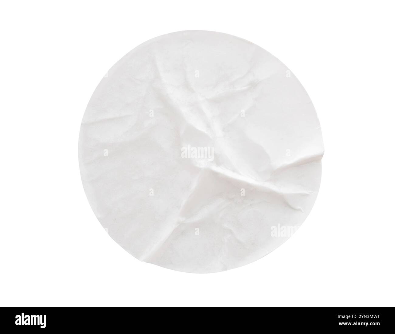 Blank white round paper sticker label isolated on white background ...