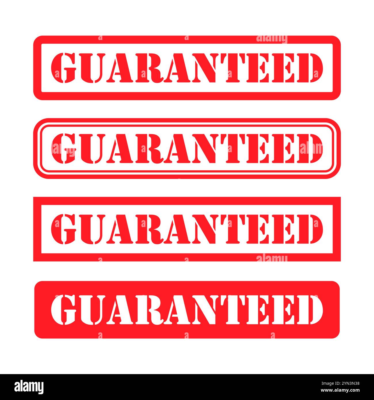 Set of Guaranteed stamp symbol, label sticker sign button, text banner vector illustration Stock ...