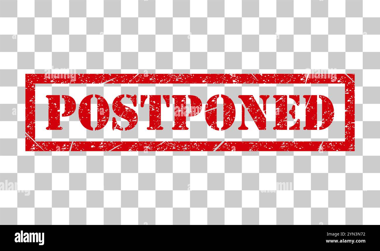 Postponed stamp symbol, label sticker sign button, text banner vector illustration Stock Vector ...
