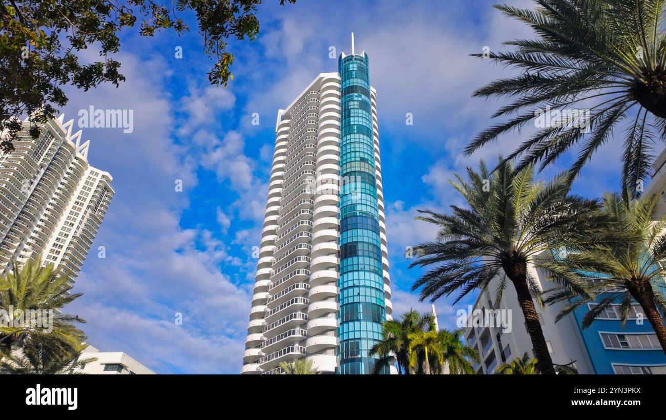 Iconic high-rise buildings and luxury apartments in Miami Beach Florida ...