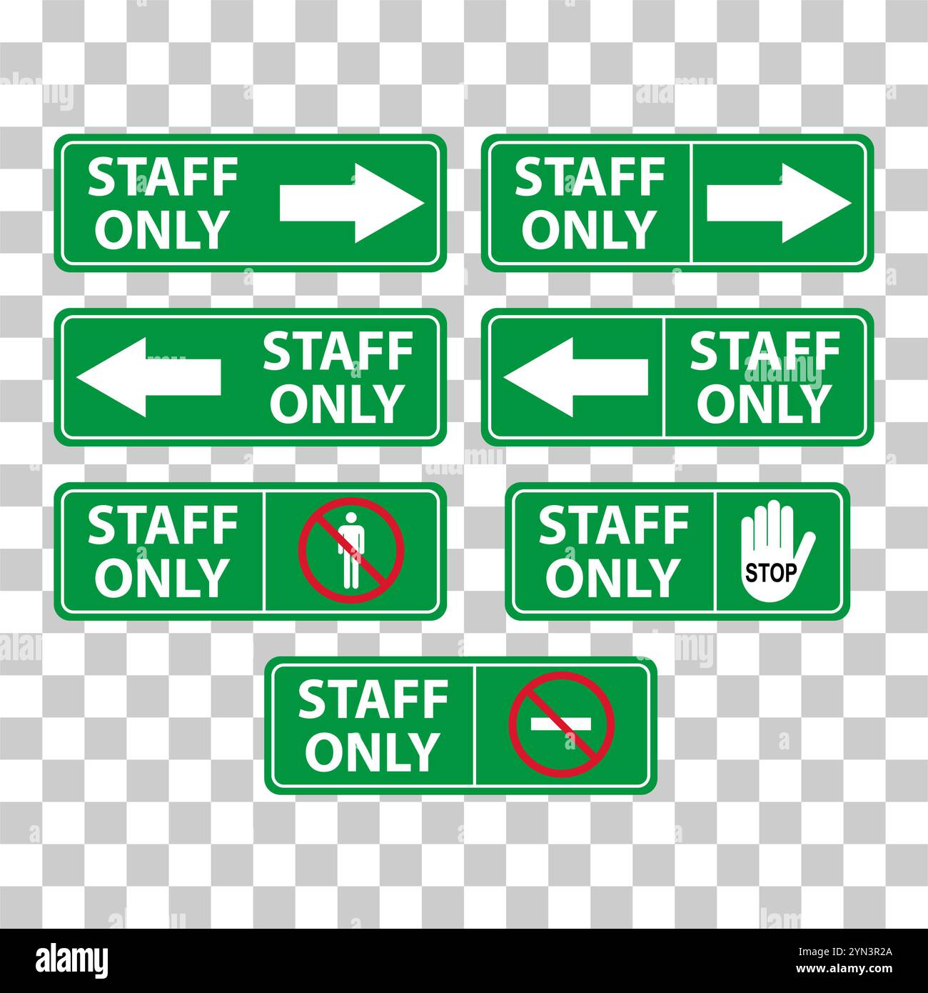 Set of Only staff icon, danger zone symbol, safety entry person sign ...