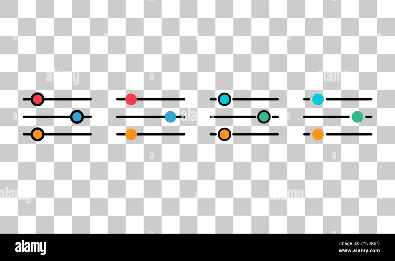 Set of Volume mixer icon, filter sound symbol button, switch sign ...