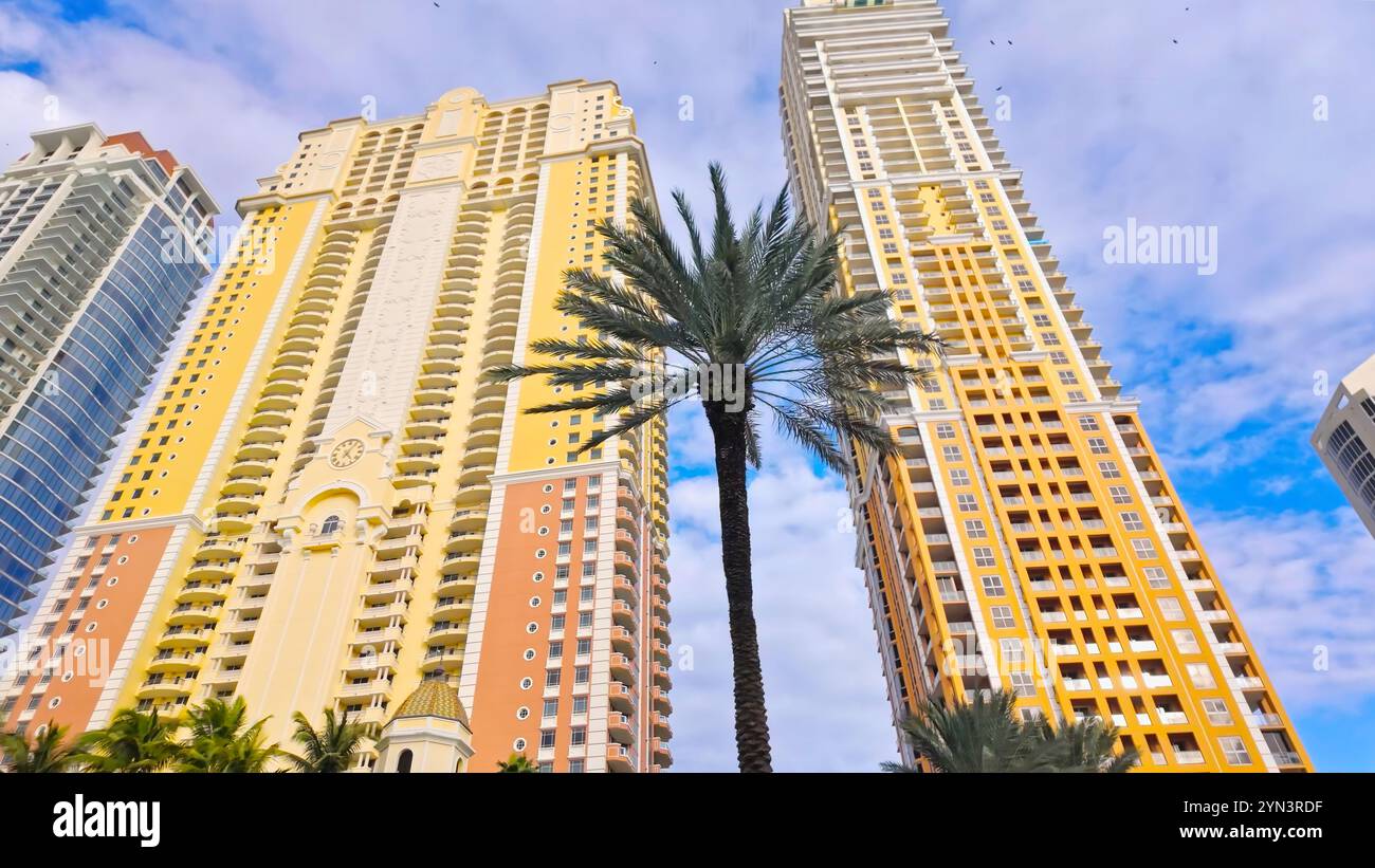 Iconic high-rise buildings and luxury apartments in Miami Beach Florida ...