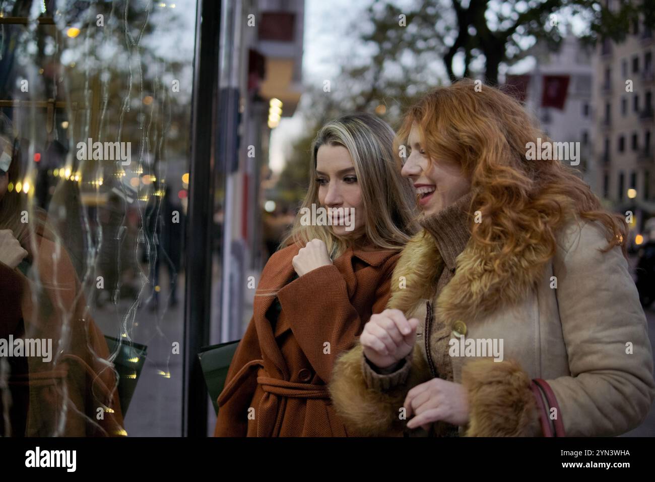 women friends window shopping at Christmas Stock Photo - Alamy