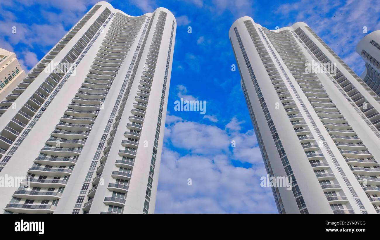 Iconic high-rise buildings and luxury apartments in Miami Beach Florida ...