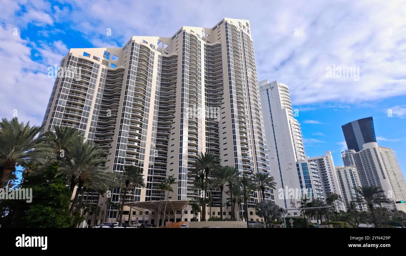 Iconic high-rise buildings and luxury apartments in Miami Beach Florida ...