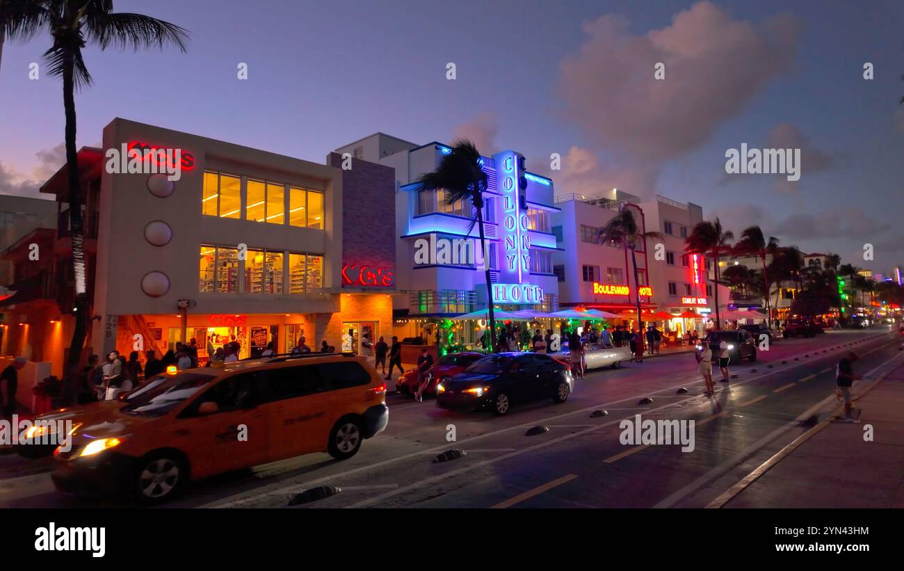 Ocean Drive South Beach in Miami Beach Florida by night - MIAMI, UNITED ...