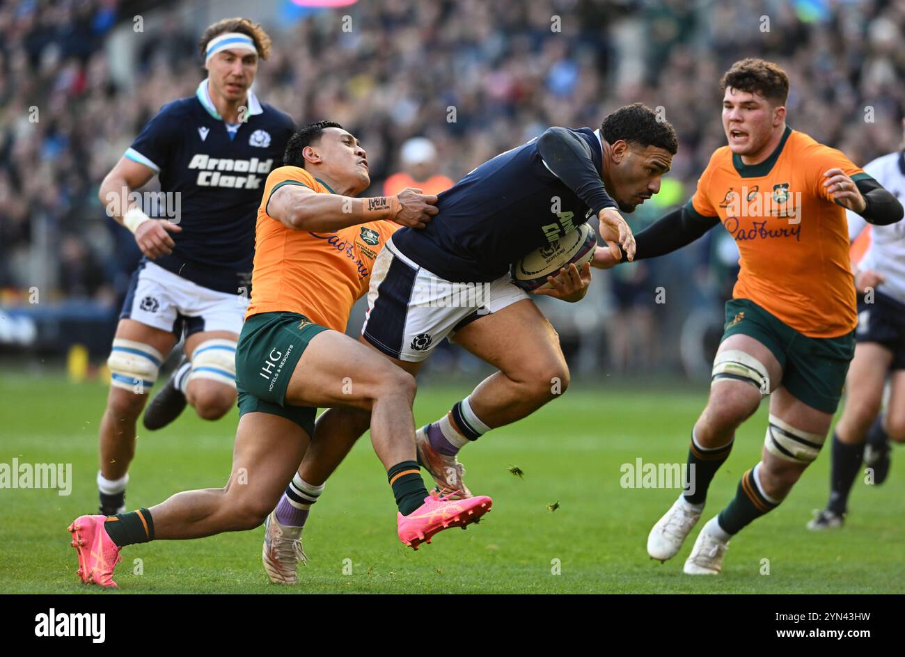 Edinburgh, Scotland, 24th November 2024. Sione Tuipulotu of Scotland ...