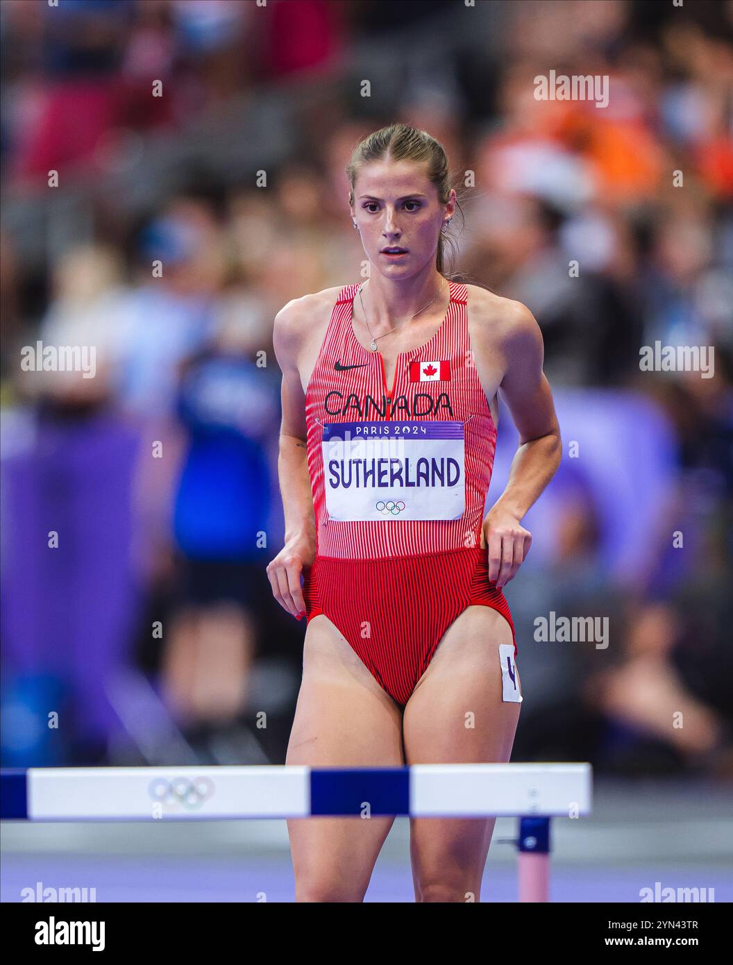 Savannah Sutherland participating in the 400 meters hurdles at the ...