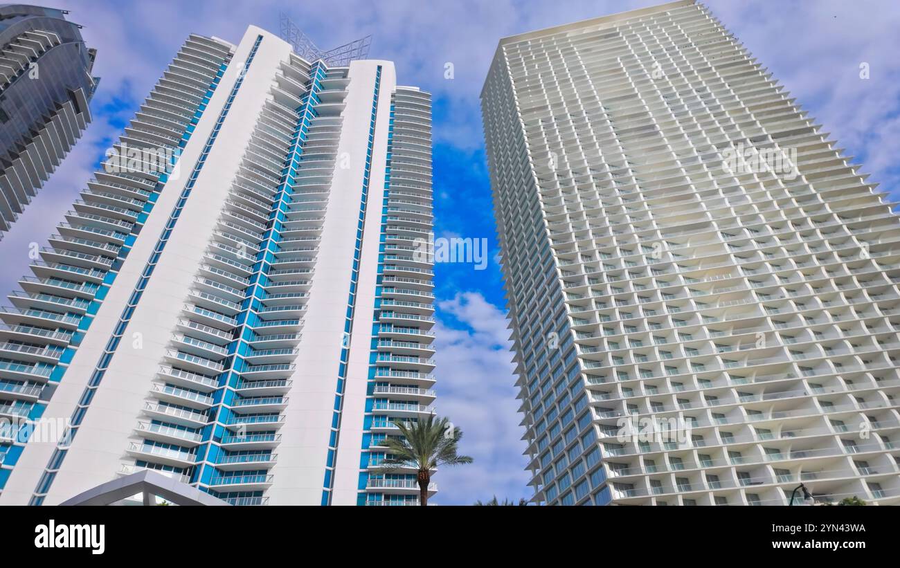 Iconic high-rise buildings and luxury apartments in Miami Beach Florida ...