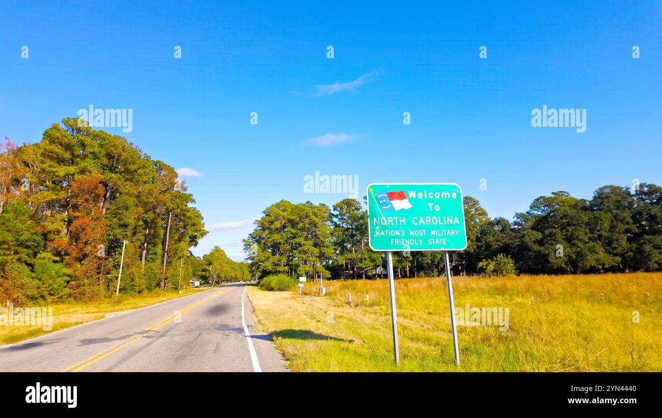 Driving to North Carolina - NC Welcome sign Stock Photo - Alamy