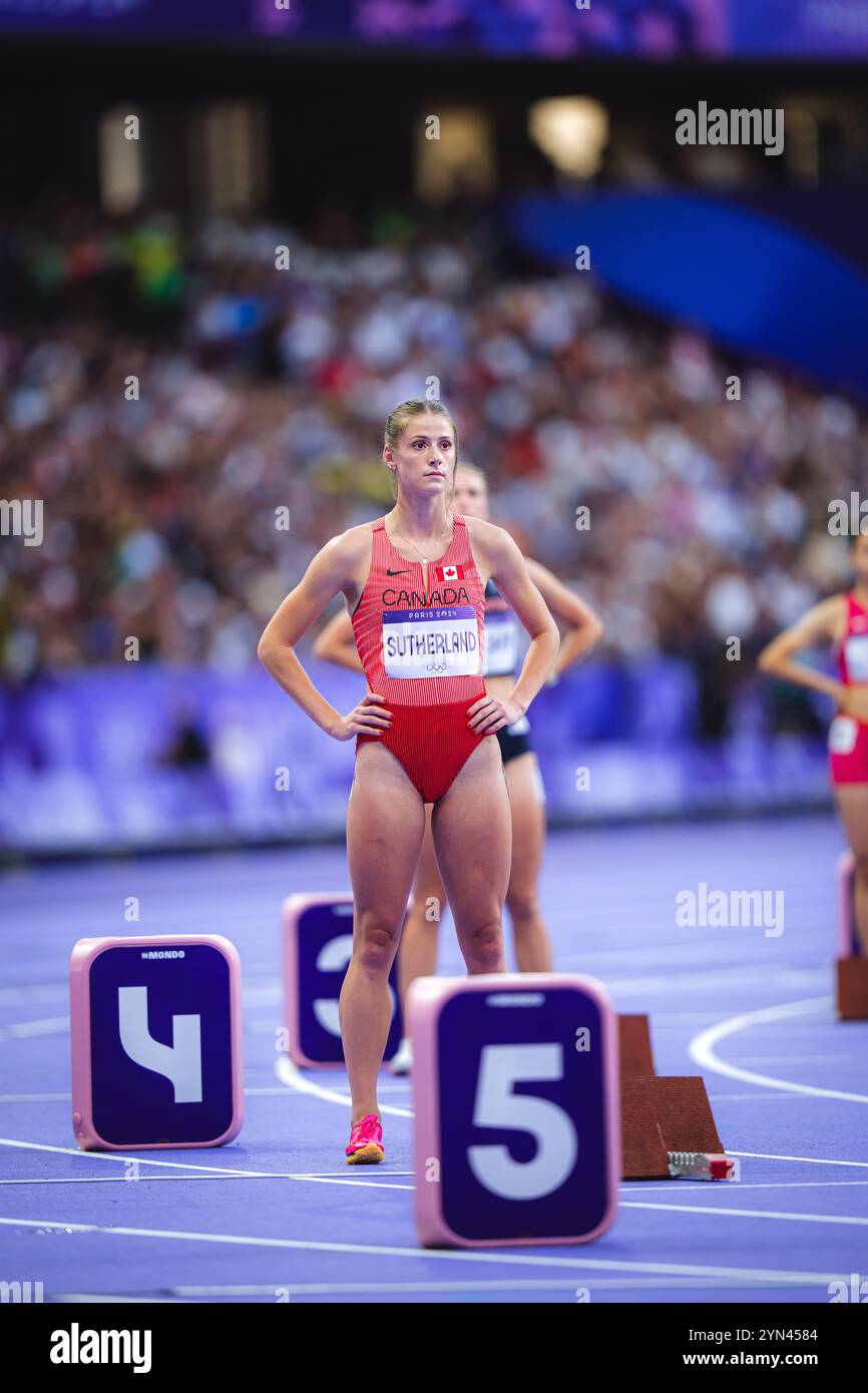 Savannah Sutherland participating in the 400 meters hurdles at the ...