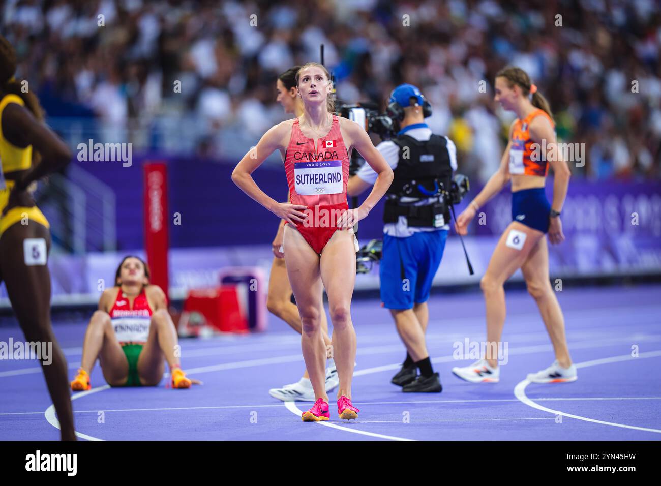 Savannah Sutherland participating in the 400 meters hurdles at the ...