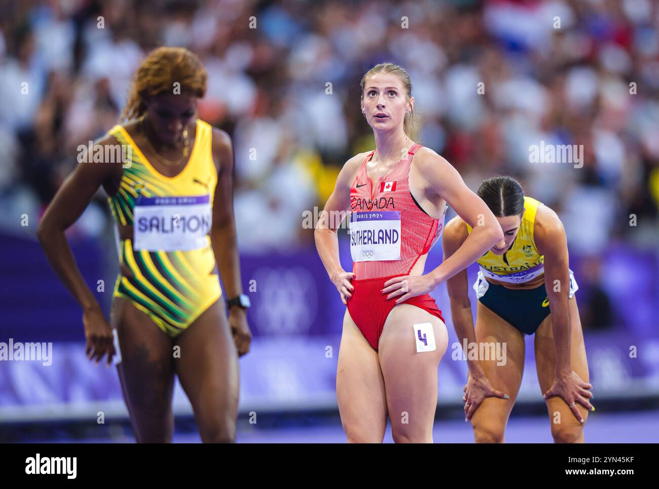 Savannah Sutherland participating in the 400 meters hurdles at the ...