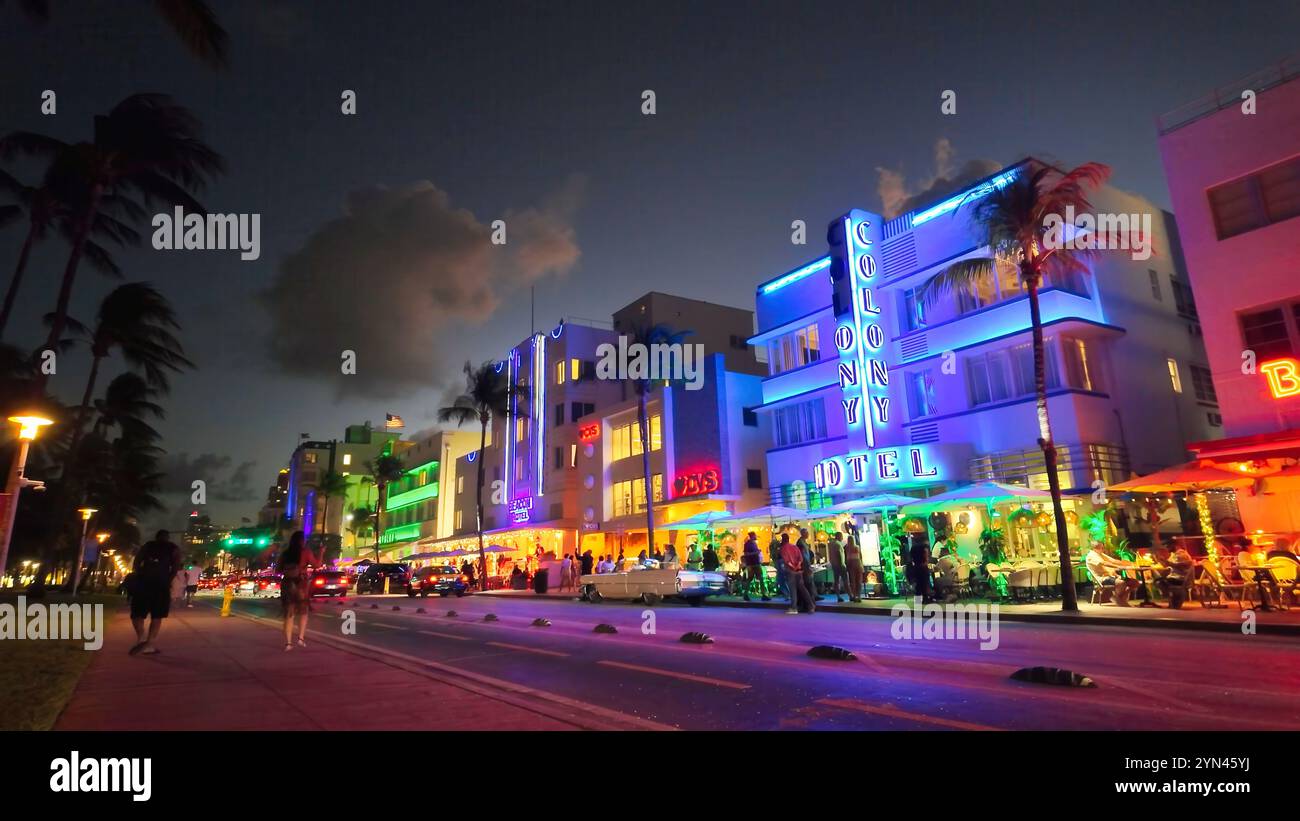Ocean Drive South Beach in Miami Beach Florida by night - MIAMI, UNITED ...