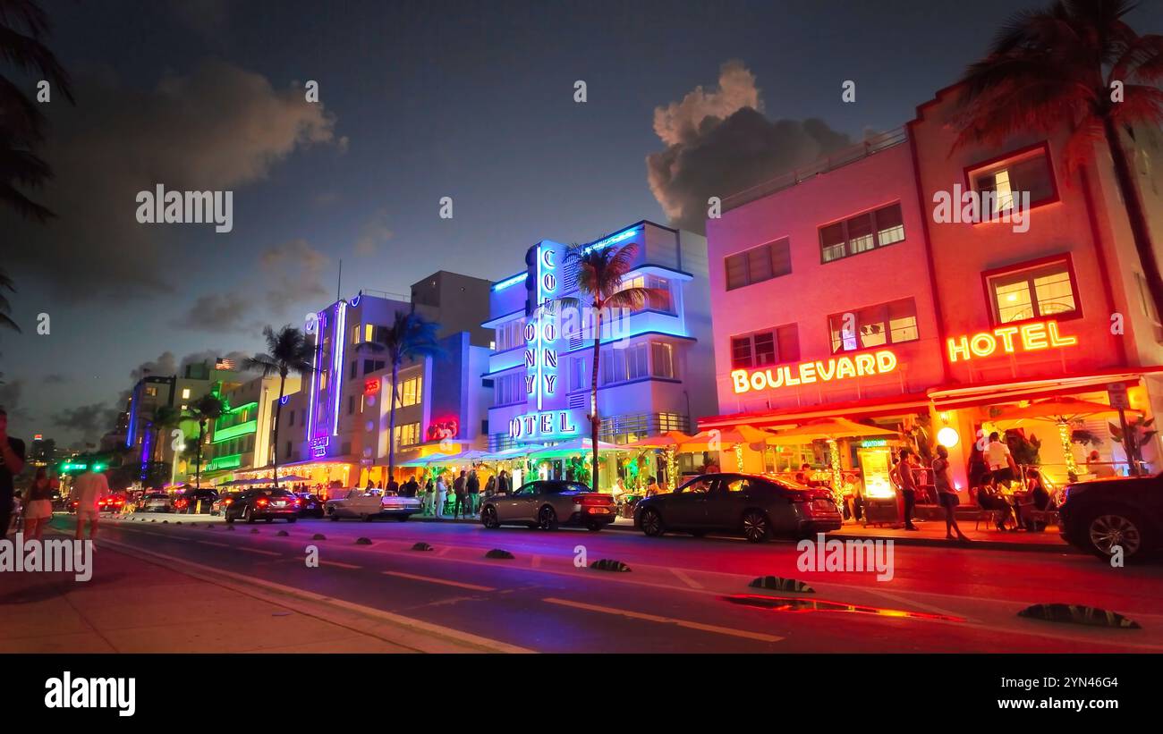 Ocean Drive South Beach in Miami Beach Florida by night - MIAMI, UNITED ...