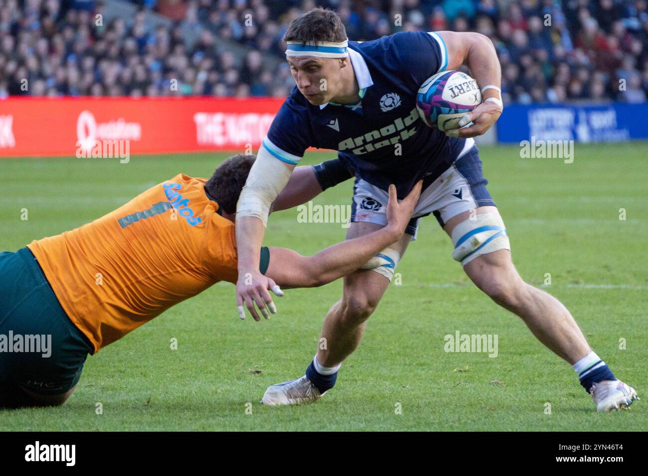 Edinburgh, UK. 24th Nov, 2024. Scott Cummings (5. Scotland) in action ...