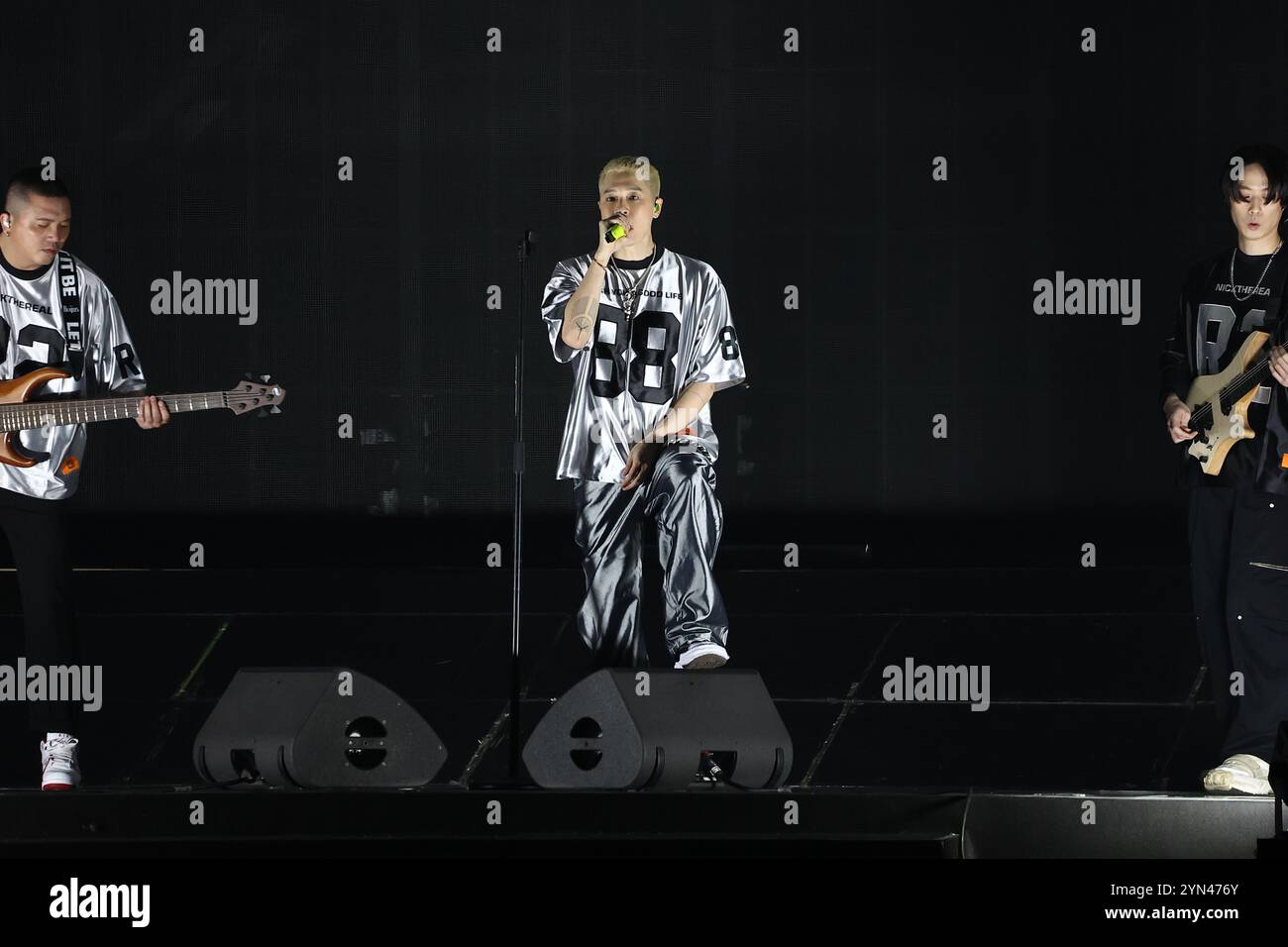 TAIPEI, CHINA - NOVEMBER 24, 2024 - Singer Nick Chou performs during a ...
