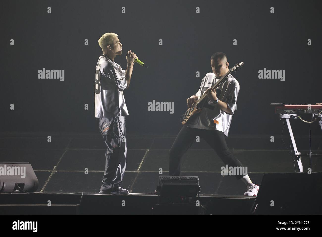 TAIPEI, CHINA - NOVEMBER 24, 2024 - Singer Nick Chou performs during a ...
