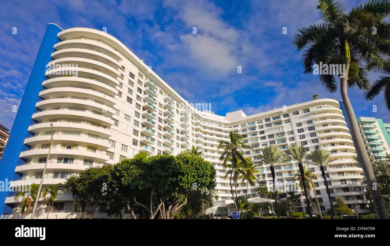 Iconic high-rise buildings and luxury apartments in Miami Beach Florida ...