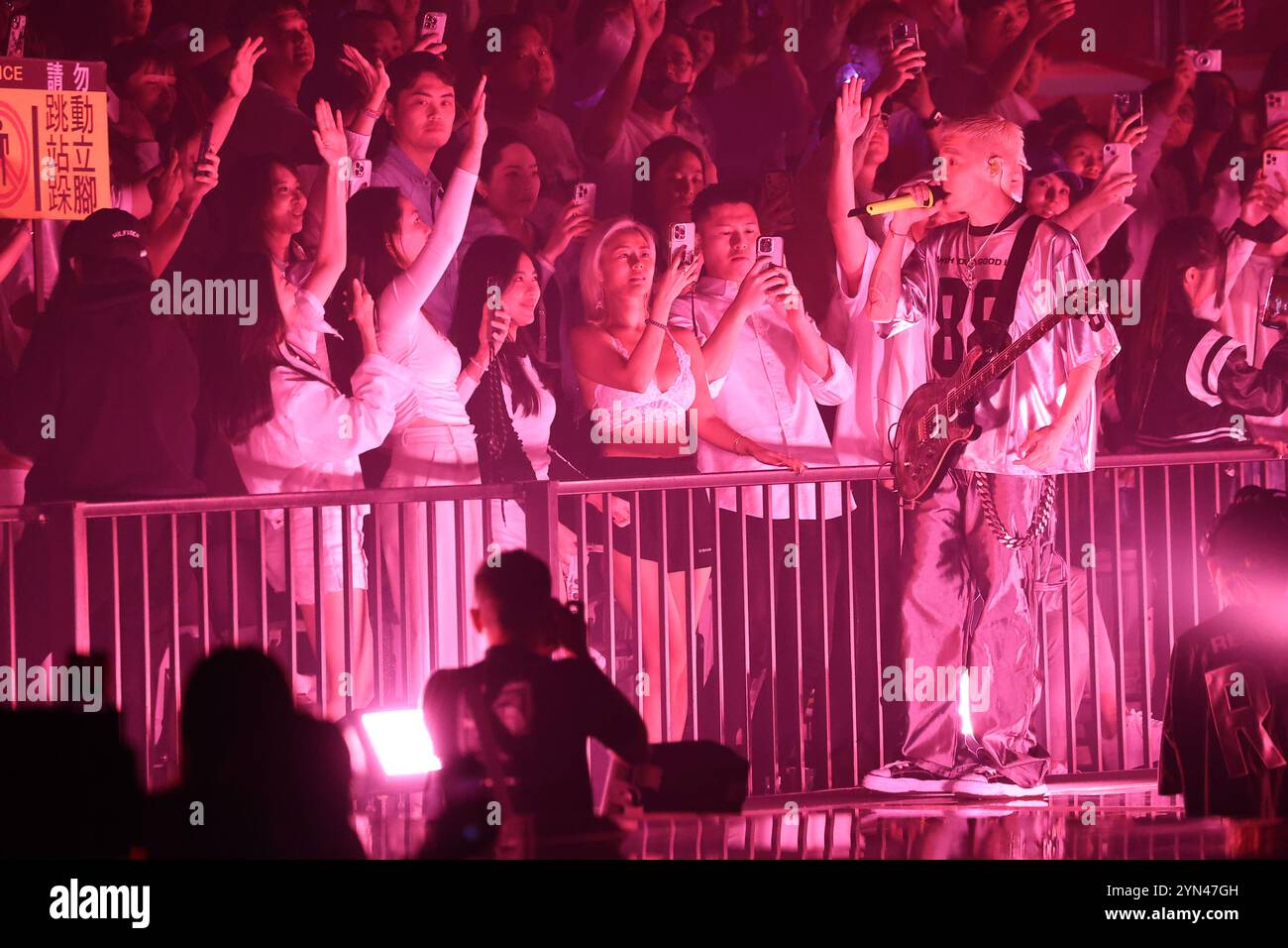 TAIPEI, CHINA - NOVEMBER 24, 2024 - Singer Nick Chou performs during a ...