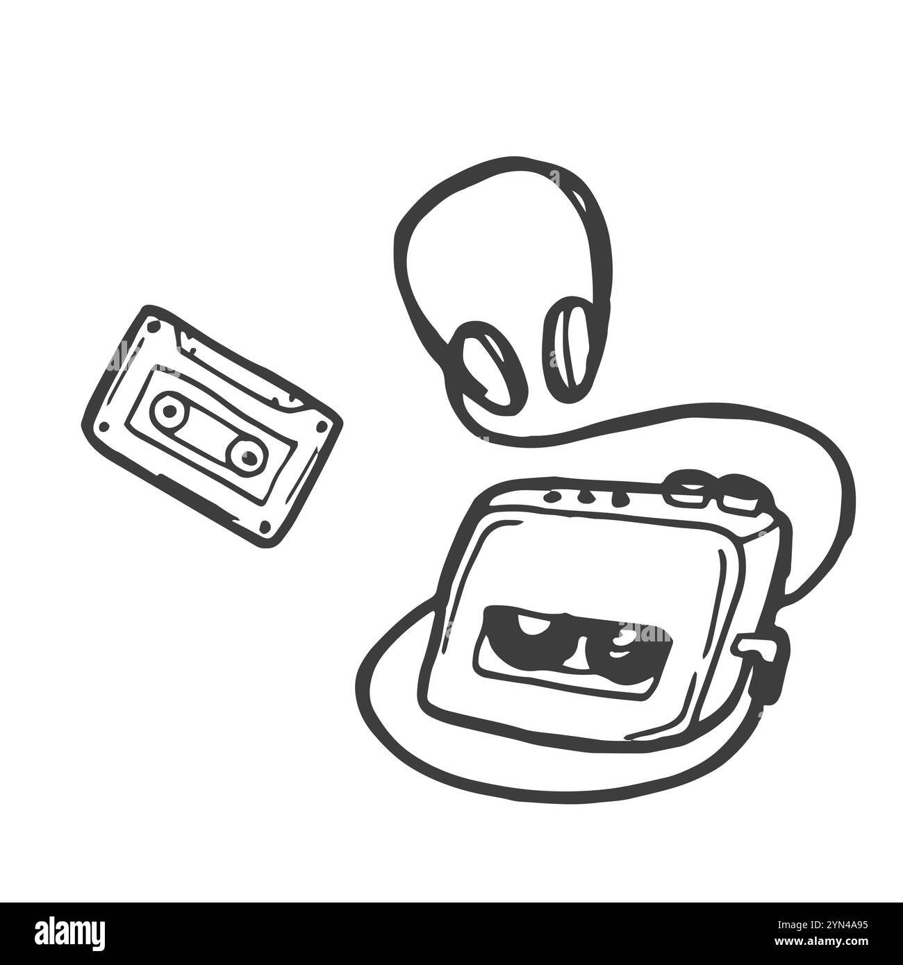 Vintage portable cassette player Black and White Stock Photos & Images ...