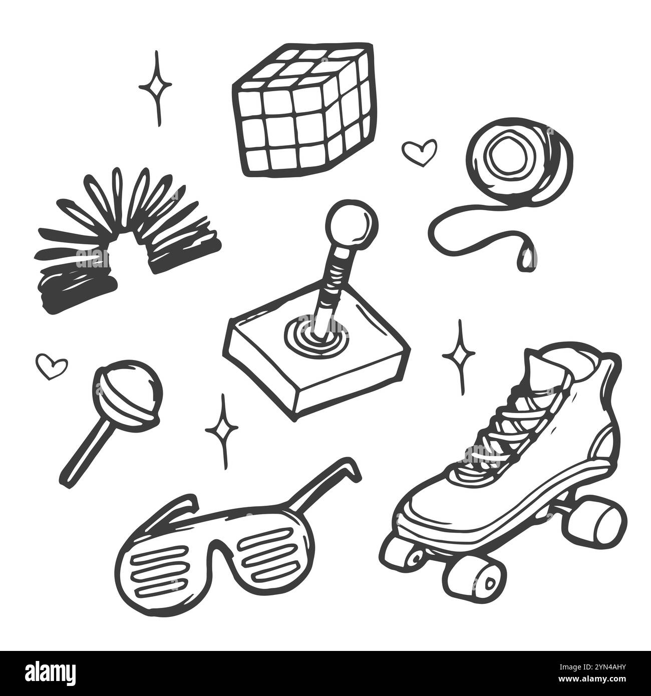 Collection of colorful stickers in 90s style. Items from the 80s and ...