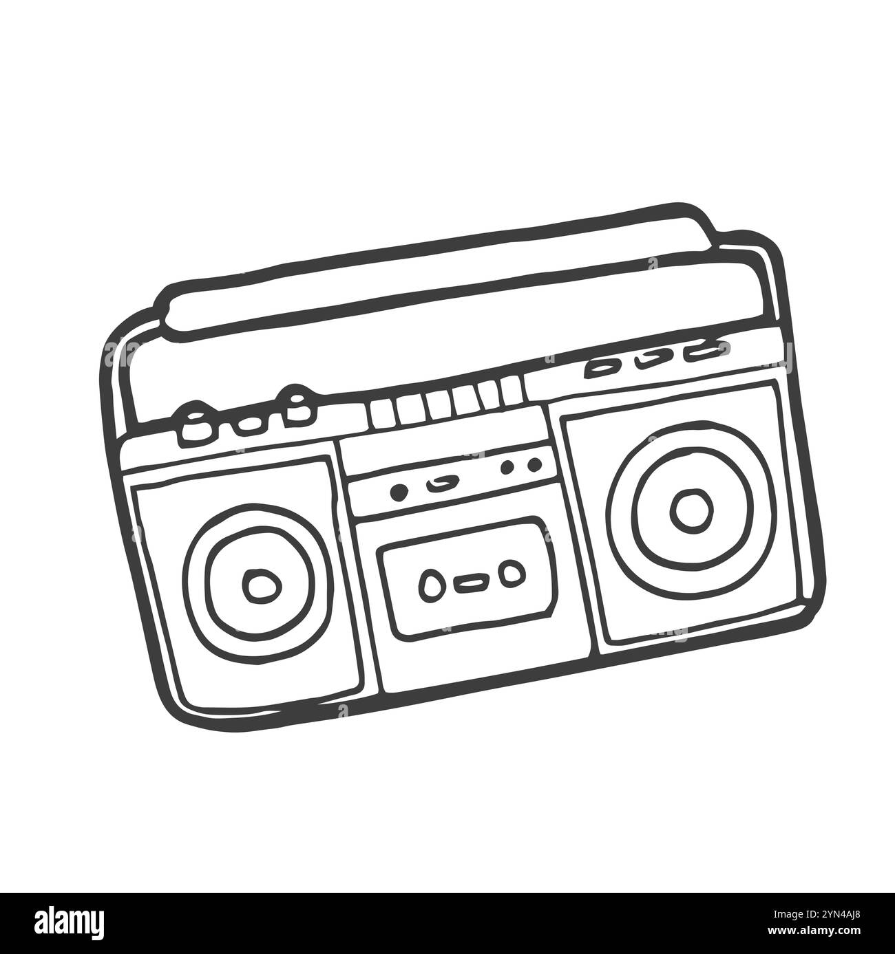 Hand drawn boombox. Doodle sketch style. Drawing line simple retro ...