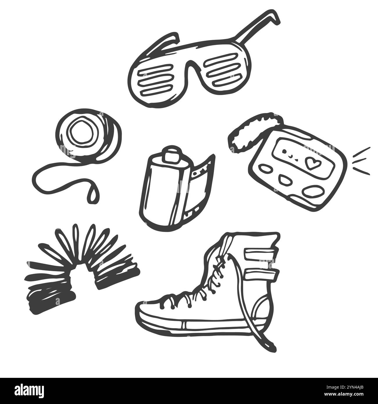 Collection of colorful stickers, icons in 90s style. Vector ...